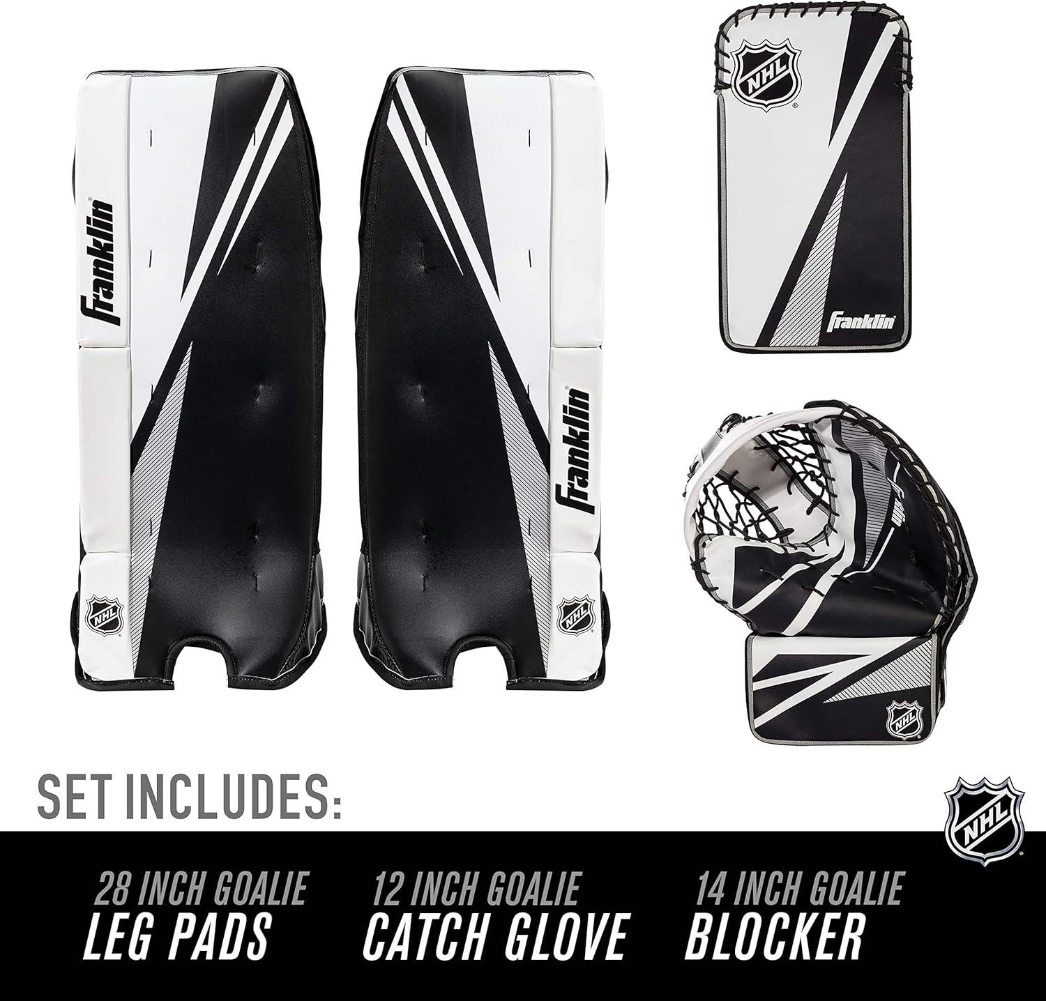 Franklin Sports Street Hockey Goalie Set – Leg Pads – Catch Glove ...